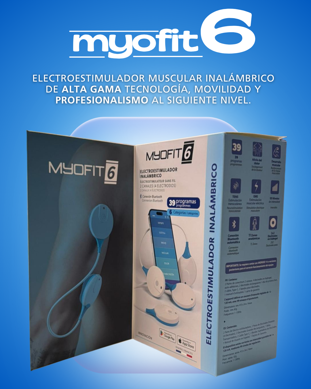 Myofit 6 Electroestimulador Inalámbrico para rehabilitación terapia y ...